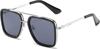 Generic Lunettes de soleil carrées en métal à large monture 2025 pour hommes et pour femmes, ombrage, soleil, plage, vacances, lunettes de soleil (couleur : C