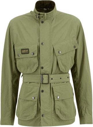 Barbour Wetterfeste Jacke Contemporary A7 mit G&uuml;rtel und Cord-Besatz am Kragen in