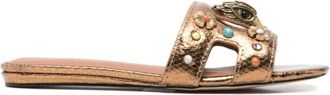 Kurt Geiger Femme, Chaussures, Brun, Taille: 39 EU Eagle Cut Out Flat Sandal