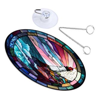 FOMIYES Acryl Leuchtturm Wanddeko Rund Klein H&auml;ngende Wanddekoration f&uuml;r Innen Filigranes Acryl Schildornament Formstabil und Glatt Maritime Gartendekoration