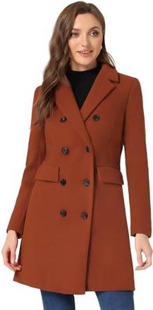 Allegra K Tranchée-manteau à revers croisé pour femmes Costume dHalloween Rouge marron S