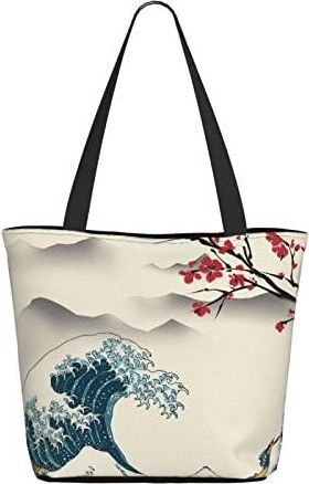 AOOEDM Sac &agrave; provisions pour femme dart japonais 33 x 27,9 x 17,8 cm. Le cadeau parfait pour la Saint-Valentin. Cest de Saint-Valentin pour maman, fille, &eacute;po