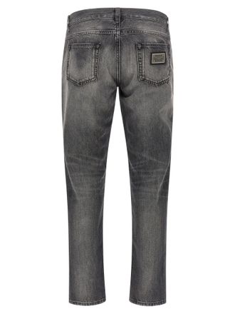Dolce & Gabbana Distressed Cotton Denim Jeans - Charcoal