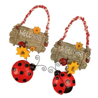 Cabilock 2 Stück Teiliges Marienkäfer und Sonnenblume aus Resin Dekoratives Willkommensschild für Haustür und Garten Saisonale Hängedeko für Party Fest und Zuh