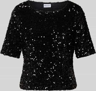 Pieces Blusentop mit Allover-Pailletten
