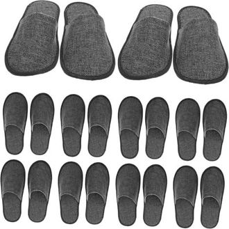 BESPORTBLE Lot de 20 paires de chaussons jetables pliables en coton et lin avec semelle antid&eacute;rapante pour h&ocirc;tel et int&eacute;rieur