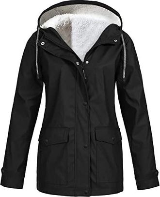 Generic Impermeable Femme Coupe Vent Manteau de Pluie avec Capuche Mes Commandes Zipp&eacute; Chaude Veste Outdoor Sport Grande Taille Blousons Adulte Automne Pas Ch