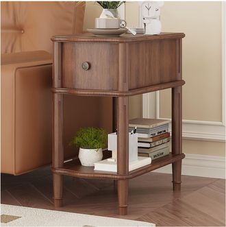 Generic Beistelltisch mit Schublade, schmaler Retro-Beistelltisch, Nachttisch for Schlafzimmer, Wohnzimmer, Wohnheim, moderner minimalistischer Nachttisch(Bro