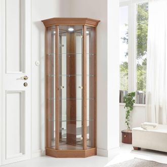 Ridgevalley home24 Eckvitrine Loroux 71 x 178 x 57cm Braun/Eiche Dunkel Dekor