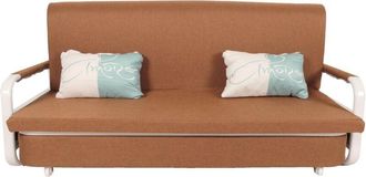 Hhg Schlafsofa HHG 530, Schlafcouch Couch Sofa, Schlaffunktion Bettkasten Liegefläche, 190x185cm Stoff/Textil braun