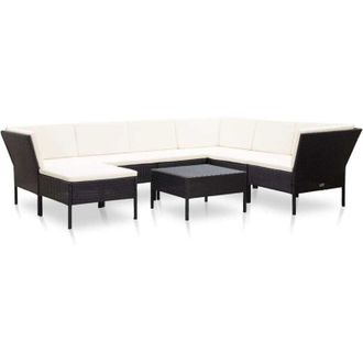 vidaXL Vidaxl - Salon de jardin 8 pcs avec coussins r&eacute;sine tress&eacute;e noir