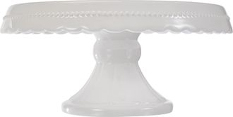 RBV BIRKMANN Birkmann, Premium Baking, runde Tortenplatte mit Fu&szlig; im Vintage Style, aus Keramik mit Verzierungen, wei&szlig; gl&auml;nzend, handgefertigt, Gr&ouml;&szlig;e M, &Oslash; 23 cm, 1