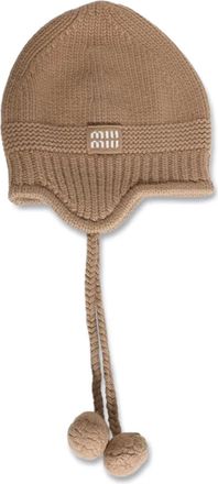Miu Miu Beanie mit Logo-Stickerei - Nude