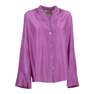 Forte_Forte Femme, Blouses et Chemises, Violet, Taille: 40 FR Habotai V-neck Buttoned Shirt