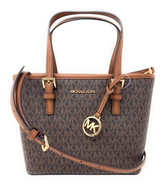 Michael Kors Jet Set Travel Convertible Carryall Top Zip Logo Tote - Brown