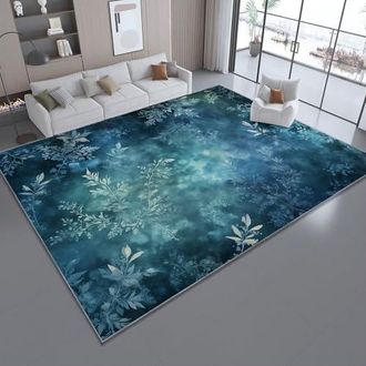 Generic Tapis de Salon Bleu-Gris, Tapis de Sol imprimé Exquis Texture Flocons de Neige Élégant, décoration antidérapante pour Salon Chambre Cuisine Balcon ter