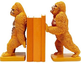 Kare Design Design Buchstütze Gorilla (2/Set), Orange, Tiermotiv, Deko Objekt, Handgearbeitet, Handgemalt, Deko für Regale, Büro, 29x18x15 cm (H/B/T)