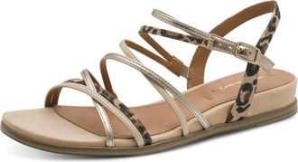 Tamaris Damen Sandalette flach, beige, 41 EU