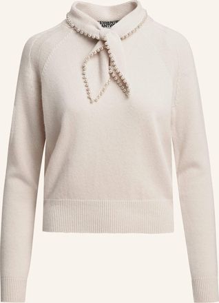 Essentiel Pullover Kasa Mit Schluppe Und Schmuckperlen weiss