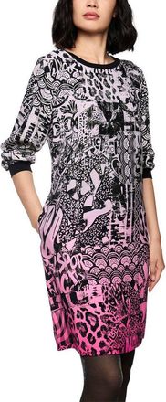 Marc Cain Midikleid Check it Up Premium Damenmode Sportkleid Langarm mit All-over Print, Rundhals, Farbverlauf