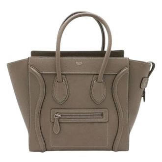 Celine Pre-owned Luggage Micro Shopper Leather Tote Bag - Femme - Pre-owned - Beige - Taille: ONE Size
