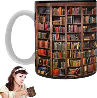 Generic Bibliothekstasse - Kreative Kaffeetasse, Bibliotheksbecher für Frauen, Bibliotheks-Keramik, Bibliothekstasse, Bibliotheks-Kaffeetasse, Tasse