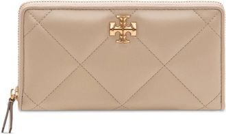 Tory Burch Femme, Accessoires, Beige, Taille: ONE Size Kira Diamond Quilt Zip Continental Wallet
