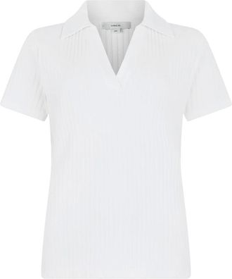 Vince Femme, Tops, Blanc, Taille: 38 FR Polo en maille c&ocirc;tel&eacute;e de coton m&eacute;lang&eacute;