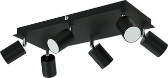 LEDs Com Deckenstrahler WAIKA, sechsflammig, schwarz, matt + GU10 LED Lampen 3-Stufen Dimmen: je max. je 500lm warmwei&szlig;