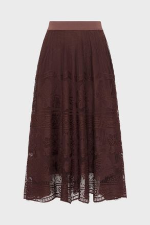 Gerard Darel Jupe midi en dentelle - JANY - Marron