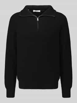 Selected Regular Fit Pullover aus reiner Baumwolle mit Troyer-Kragen