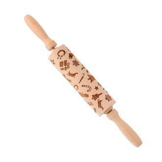 Amosfun Weihnachtliches Nudelholz Aus Holz Gravierte Backteigrolle Mit Schneemann Motiv Kompakte Gr&ouml;&szlig;e Ergonomisch F&uuml;r Geb&auml;ck Und Pl&auml;tzchen