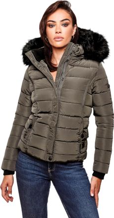 Navahoo Damen Winter Steppjacke Jacke mit abnehmbarem Fellkragen B355 [B355-Miamor-Anthrazit-Gr.XXL]