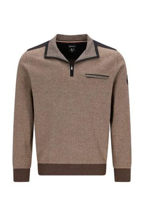 Hajo Sweatshirt Sweatshirt mit Troyerkragen und Fischgratjacquard allover - stay fresh