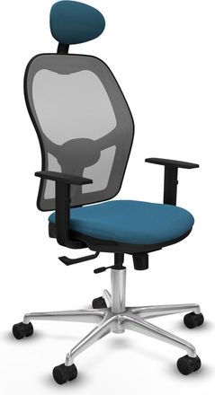 Piqueras y Crespo Schreibtischstuhl mit 1D-Armen, h&ouml;henverstellbare Lendenwirbelst&uuml;tze und festes Kopfteil, ausgestattet mit Syncro/Traslack und injiziertem Schaumstoff