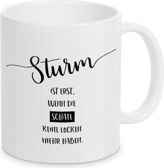 artboxONE Tasse Sturm = Schafe OHNE Locken von Melanie Viola - Kaffeetasse Typografie