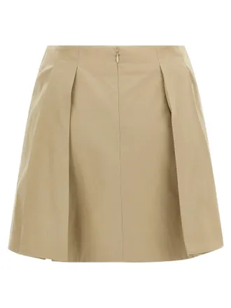 Balmain Pleated Mini Skirt with Chain Detail Skirt - Beige