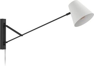 Eglo Wandlampe Forcadet, Wandleuchte für innen mit Schwenkarm, Flurlampe aus Metall in Schwarz und Textil in Grau, schwenkbare Leselampe mit E27 Fassung