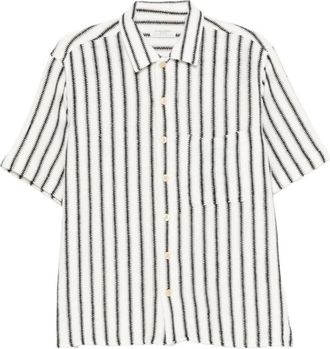 Tintoria Mattei Homme, Chemises, Blanc, Taille: XL Chemise &agrave; Manches Courtes et Rayures Verticales