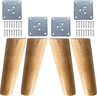 Generic Set von 4 Angedrehten Holz-M&ouml;belf&uuml;&szlig;en, Massivholz Sofa F&uuml;&szlig;e mit Flachmontageplatte und Schrauben, Ersatzf&uuml;&szlig;e f&uuml;r Sofa, Tisch, Schrank, TV-St&auml;nder, Ver
