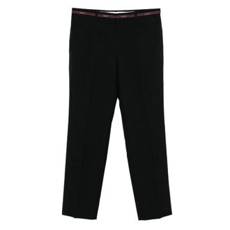 Gucci Schwarze Wolllogo-Bandhose - - Trousers - Herren - Schwarzk - L