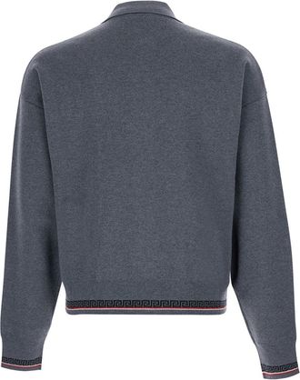 Versace Wool Greca Motif Sweater - Gray