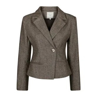 Neo Noir Valia Blazer &agrave; Chevrons - Femme - Vestes - Brun - Taille: 42 FR