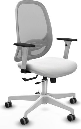 Piqueras y Crespo B&uuml;rostuhl mit 1D-Armlehnen, h&ouml;henverstellbare Lendenwirbelst&uuml;tze, ausgestattet mit Syncro/Translack und Schneideschaum, Grau/Wei&szlig;