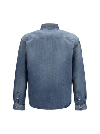 Saint Laurent Mens Denim Shirt Petroleum Blue Cotton