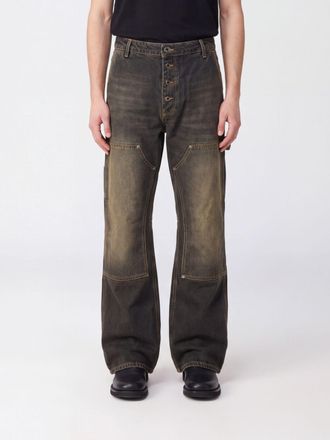 Off-white Jean droit The Half Arrow en denim vintage &agrave; effet us&eacute;
