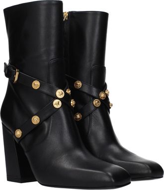 Versace Womens Black Leather Ankle Boots