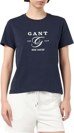 GANT Reg Graphic SS T-Shirt, Bleu Nuit, S Femmes
