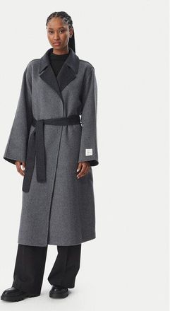 Calvin Klein Wollmantel Long LV044H538G Grau Regular Fit