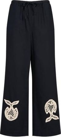 Thinking Mu Pantalon broderies poissons en coton